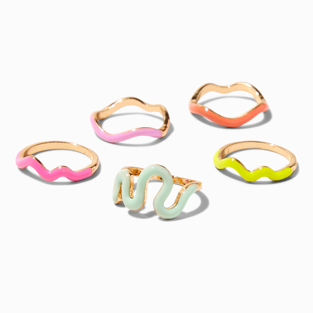 Claire's Club Multicolored Gold Squiggle Rings - 5 Pack